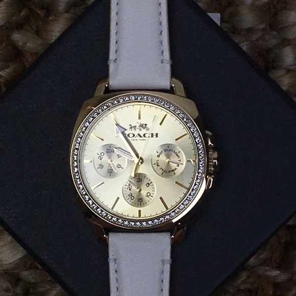Coach | Accessories | Coach Boyfriend Leather Strap White And Gold ...